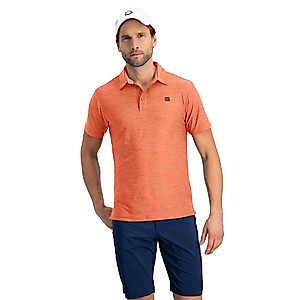 Three Sixty Six Golf Shirts for Men - Dry Fit Short-Sleeve Polo, Athletic Casual Collared T-Shirt Orange
