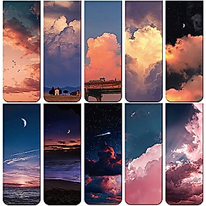 10 Pieces Magnetic Bookmarks Sunset Cloud Metal Magnet Page Markers Sky Aurora Assorted Book Markers Set Magnetic Page Clip for Women Girl School Office Reading
