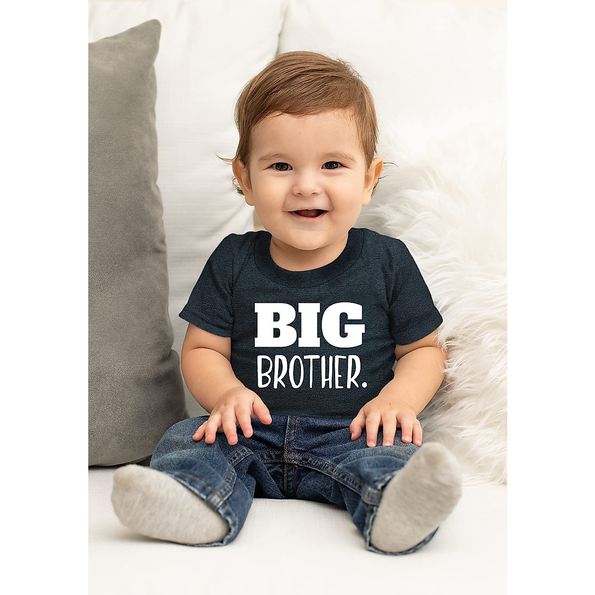 Big Brother Shirt for Toddler Promoted to Best Big Brother Announcement Baby Boys (Charcoal Black, 18 Months)