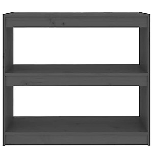 vidaXL Book Cabinet/Room Divider Gray 31.5"x11.8"x28.1" Solid Wood Pine
