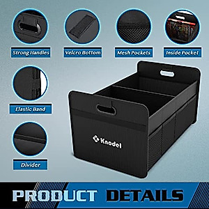 K KNODEL Car Trunk Organizer, Foldable Trunk Organizer for Car, Automotive Consoles & Organizers, Car Trunk Storage Organizer with Reinforced Handles (Black)