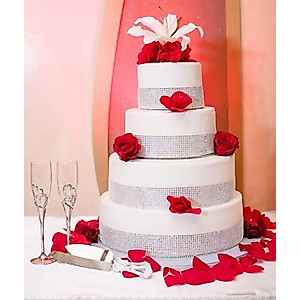 8 Row 10 Yard Rhinestones Diamonds Ribbon Bling Wrap for Crafts for Wedding Cakes, Birthday Decorations, Baby Shower Events,Party Supplies, Arts Rhinestones for Crafts(Silver, 8row)