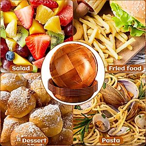 Didaey 12 Pieces Wooden Salad Bowl Set Salad Bowls for Lunch Woven Wooden Bowls for Snack Wooden Woven Salad Bowl Stackable Round Wood Serving Bowl for Kitchen and Salad Fruit Vegetable Snack, 6 Inch