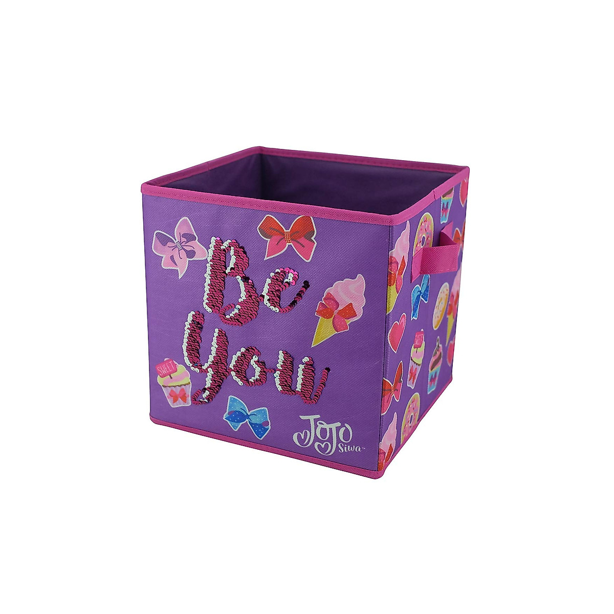 Idea Nuova JoJo Siwa 5 Piece Storage Set Including Collapsible Trunk, 2 Storage Cubes, 1 Sequin Storage Cube and 1 Pop Up Hamper