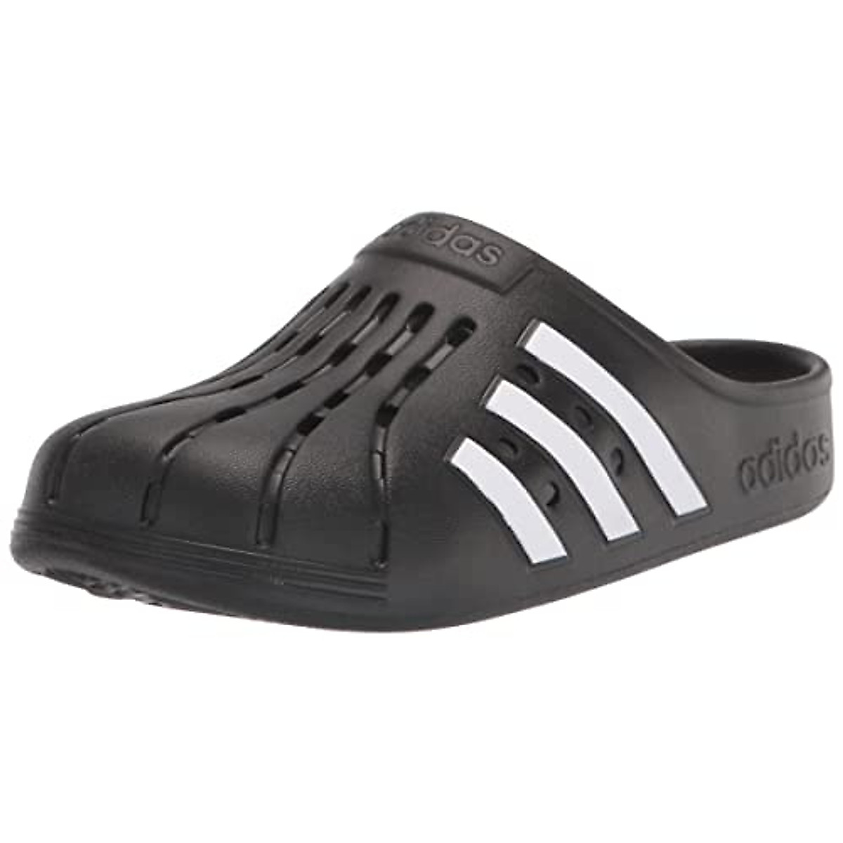 adidas Unisex Adilette Clogs Slide Sandal, Core Black/White/Core Black, 9 US Women/8 US Men