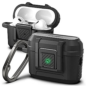 Spigen Lock Fit Designed for AirPods Pro 2nd Generation Case (USB-C/Lightening Cable) with Secure Lock Clip - Black
