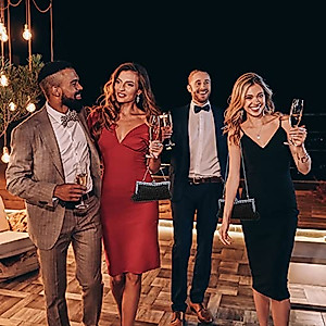 SelfTek Black Clutch Purses Evening Bag for Women, Sparkly Rhinestone Purses Crystal Bag with Short & Long Chain for Women Wedding Prom Party