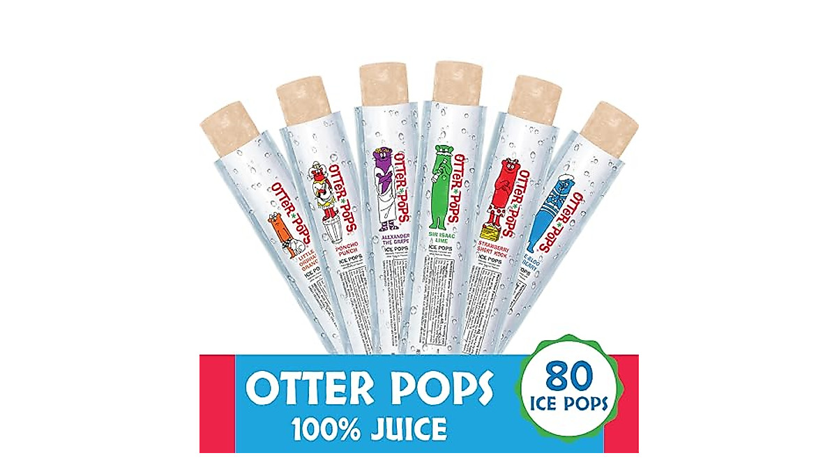 Otter Pops Freezer Bars - 100% Fruit Juice Ice Pops, 80ct