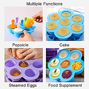JBYAMUS Silicone Popsicle Molds, Ice Pop Molds, Storage Container for Homemade Food, Kids Ice Cream DIY Pop Molds - BPA Free (Blue)
