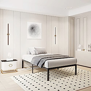 Vengarus 14 Inch Metal Platform Bed Frame-Twin XL Size Bed Frame,Steel Slat Support,No Box Spring Needed,Mattress Foundation,Easy Assembly,Under Bed Storage,Twin XL Bed Frame,Black