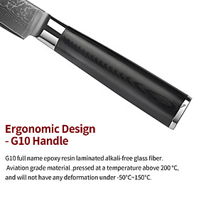 BOAMLONA Damascus Carving Knife - 8" Slicing Razor Sharp Meat Cutting Knife - Japanese VG10 Steel Core High-carbon steel Forged -Full Tang Ergonomic G10 Handle/w Sheath&Gift Box