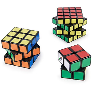 Rubik’s Solve The Cube, 4-Pack Bundle Edge 2x2 Mini 3x3 Original 4x4 Master Brain Tease Toy Gift Set, for Adults & Kids Ages 8 and up Amazon Exclusive