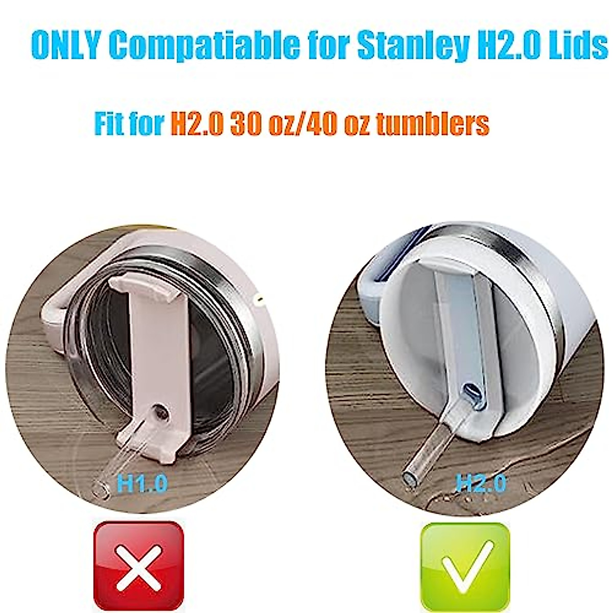 Silicone Spill Proof Stoppers Set Compatible For Stanley H2.0 40oz & 30oz Tumbler, Leakproof Seal Set Including 2 Wingled Spill Stoppers/2 Round Stoppers/2 Straw Covers, Stanley Cup Accessories-2.0