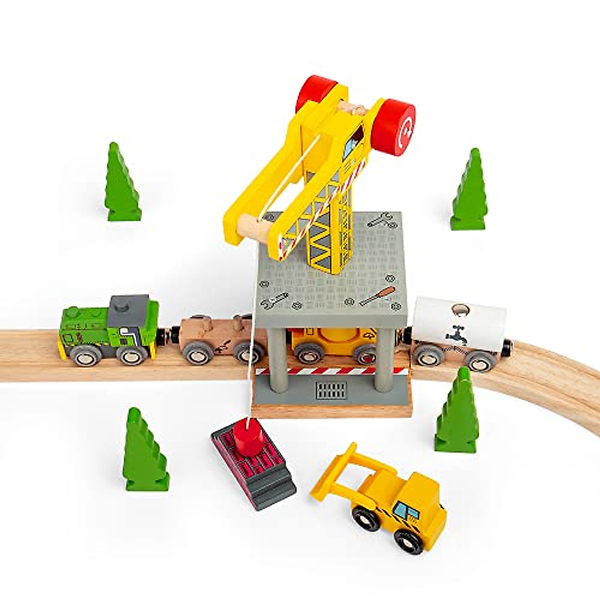 Bigjigs Rail Magnetic Big Yellow Crane - Other Major Wooden Rail Brands are Compatible