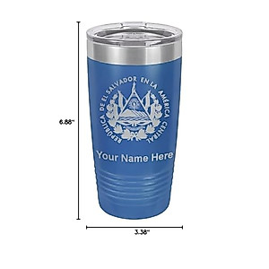LaserGram 20oz Vacuum Insulated Tumbler Mug, Flag of El Salvador, Personalized Engraving Included (Dark Blue)