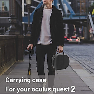 MASiKEN Hard Case for VR Oculus Quest 2 Headset Controllers Carrying Case, Waterproof Portable Quest Case for Travel and Home Storage Official Elite Strap Accessories (Black+White)