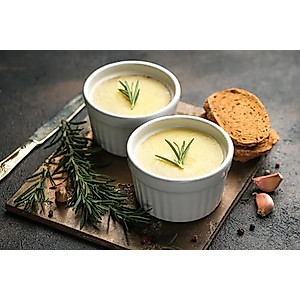 Nuwave Ceramic Ramekins 8 oz, Set of 6, Elegant Classic Style for Baking Souffles, Creme Brulées, Custards, Puddings, 4.3” Wide & 2” Tall, Microwave, Oven & Dishwasher-Safe, Ivory White