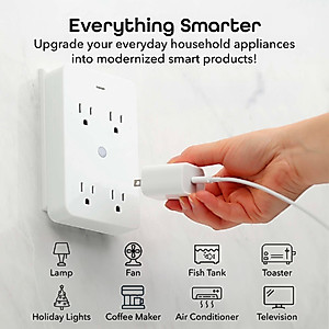 Geeni Smart Wi-Fi 4 Outlet Plug with Surge Protection, – No Hub Required – Compatible with Alexa, Google Home, White – 1-Pack