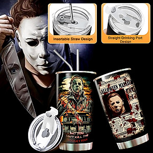 XWLAI Horror Tumbler with Lid and straw - Gift for Men, Women Who Love A Good Scare - Halloween Coffee Cup - Gifts for Friend on Birthday, Christmas - Halloween Decorations - Horror Tumbler 20 Oz