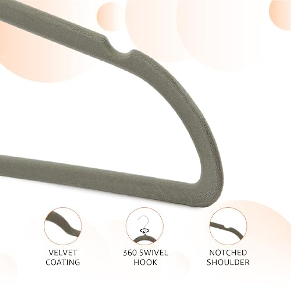 Amazon Basics Slim, Velvet, Non-Slip Suit Clothes Hangers, Gray/Silver - Pack of 30