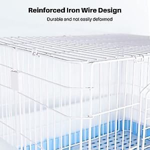 BUCATSTATE Small Animal Cage with Accessories, 25.5 * 17 * 20.8" inch Foldable Rabbit Cage Hutch with Pull Out Tray and Caster Platform for Ferret Chinchilla