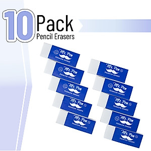 Mr. Pen Pencil Erasers, White, Large, Pack of 10