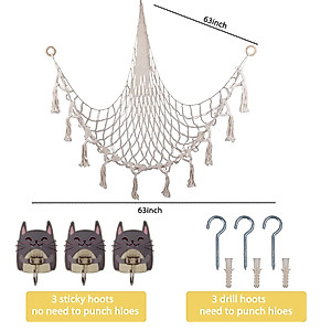 SOPEWOD Stuffed Animal Hammock to Store Plush Pet Toys,Stuffed Animal Net with Tassels,Toy Hammock with Boho Style,Toy Net Hammock with Star String Lights (Small)