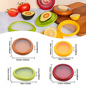 rimzuej 4PC Fruit and vegetable Anti-oxidation Storage Box,Silicone Fruit Storage Box, Storage Containers for Fridge, Reusable Food Saver for Avocado Tomato Onion Lemon（4-pack）