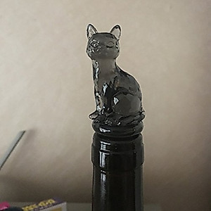 WINGOFFLY® Super Cute Decorative Wine Champagne Beverage Bottle Stopper(Black Clear Cat)