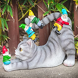 Ovewios Garden Gnome Statue Outdoor Decor - Cat Garden Gnome Statues Yard Art for Home Indoor Outdoor Patio Lawn Cat Gifts