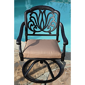 GrandPatioFurniture.com CBM Patio Elisabeth Collection Cast Aluminum 7 Piece Dining Set with A Rectangle Table 2 Swivel Rockers 4 Arm-Chairs SH226-2S4A cbm1290