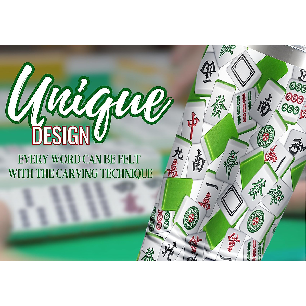 Onebttl Mahjong Gifts for Women/Men, Funny Gifts for Mahjong Lovers, 20oz (590ml) Insulated Stainless Steel Cup, Birthday, Christmas -White