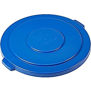 Rubbermaid Commercial 1779733 BRUTE Heavy-Duty Round Waste/Utility Container, 55-gallon Lid, Blue