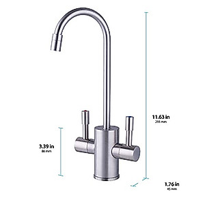 Ready Hot 41-RH-200-F560-BN Instant Hot Water Dispenser System, 2.5 Quarts, Manual Dial Dual Lever Hot and Cold Water Faucet Brushed Nickel