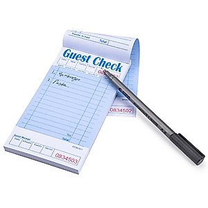 ESSENTIAL Guest Check Books 3.5" x 6.75", 500 Sheets Server Note Pads and Waitress Order Books with Bottom Receipt (10 Books)