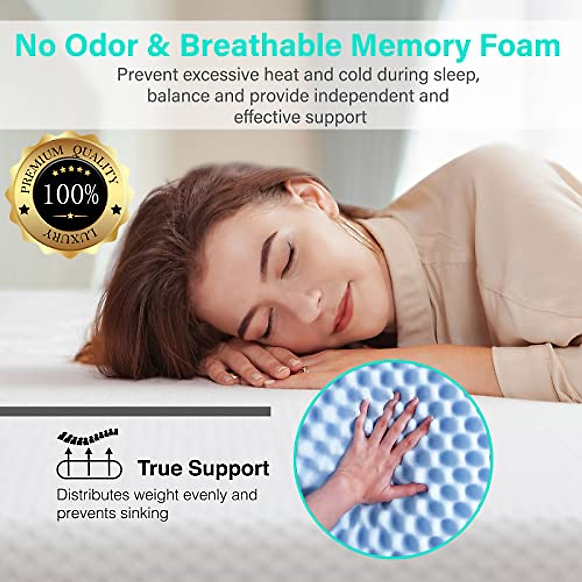 Memory Foam Mattress Topper King 4 inch-Gel Cooling Foam Mattress Topper with Washable Ventilated Fiber Cover and Air Flow Swirl Design-CertiPUR-US Certified-New Version