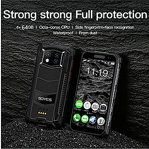 Soyes S10 Max 4G Mini Rugged Cell Phone IP68 Waterproof 3.5" 4GB 128GB Android 10 Unlocked Smartphone Octa Core 3800mAh Walkie Talkie Global Version (Black, 4GB+128GB)
