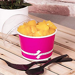 Karat [8oz - 1000 ct] Paper Ice Cream Cups & Soup Bowls for Hot/ Cold Food - Ideal for Soup, Ice Cream, Gelato, Yogurt and Snacks - Pink
