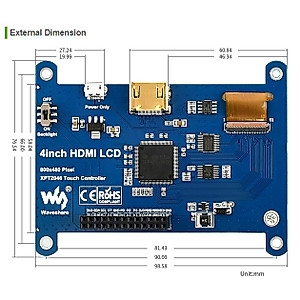 waveshare 4 inch HDMI LCD IPS Display 800x480 Resolution Resistive Touch Screen HDMI Interface for Raspberry Pi 4B/3B+/3B/2B/B+/A+/Zero W,Support Raspbian/Ubuntu/Kali/Retropie