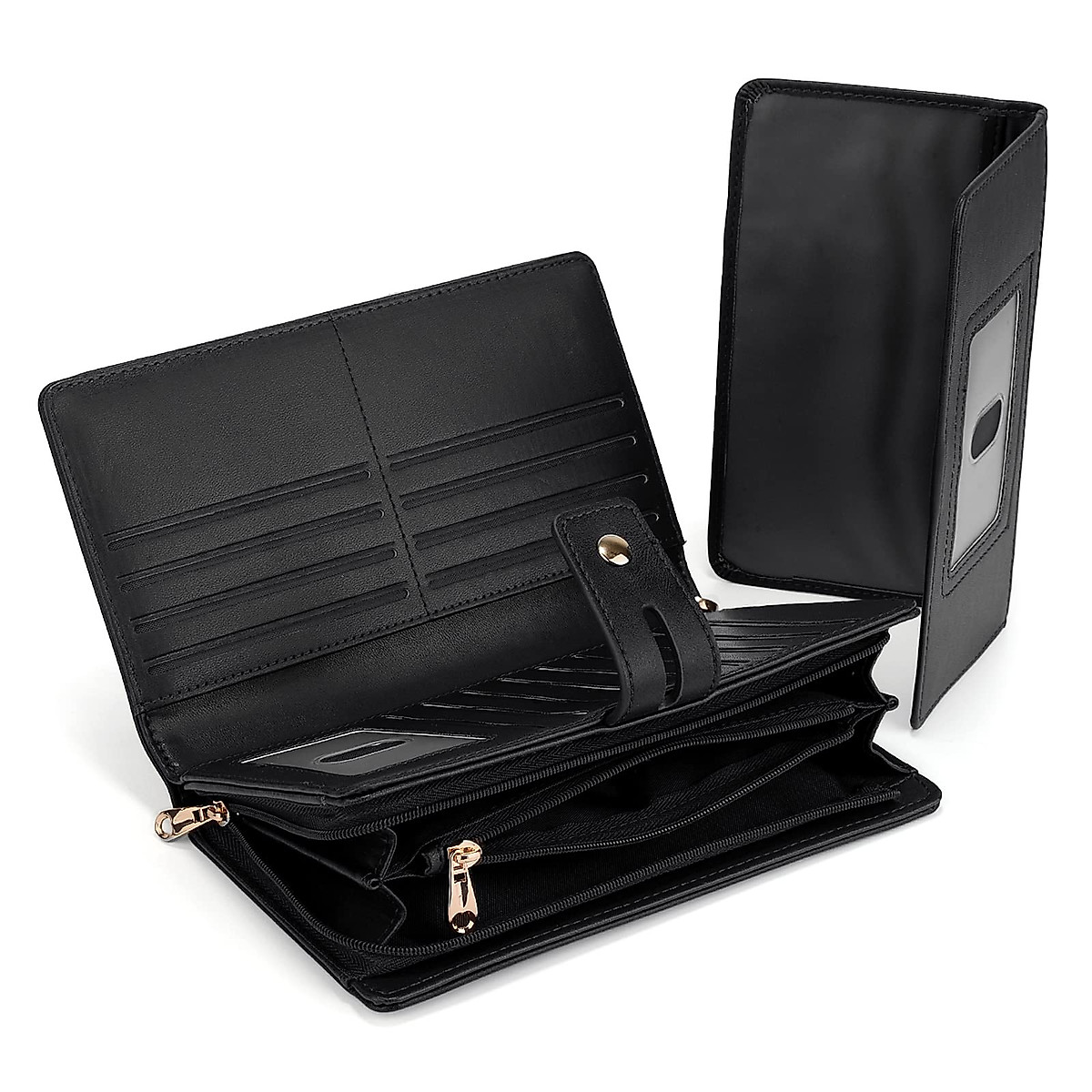 UTO RFID Wristlet Wallet for Women Detachable Checkbook Holder Card Bill Phone Organizer Large Clutch Purse