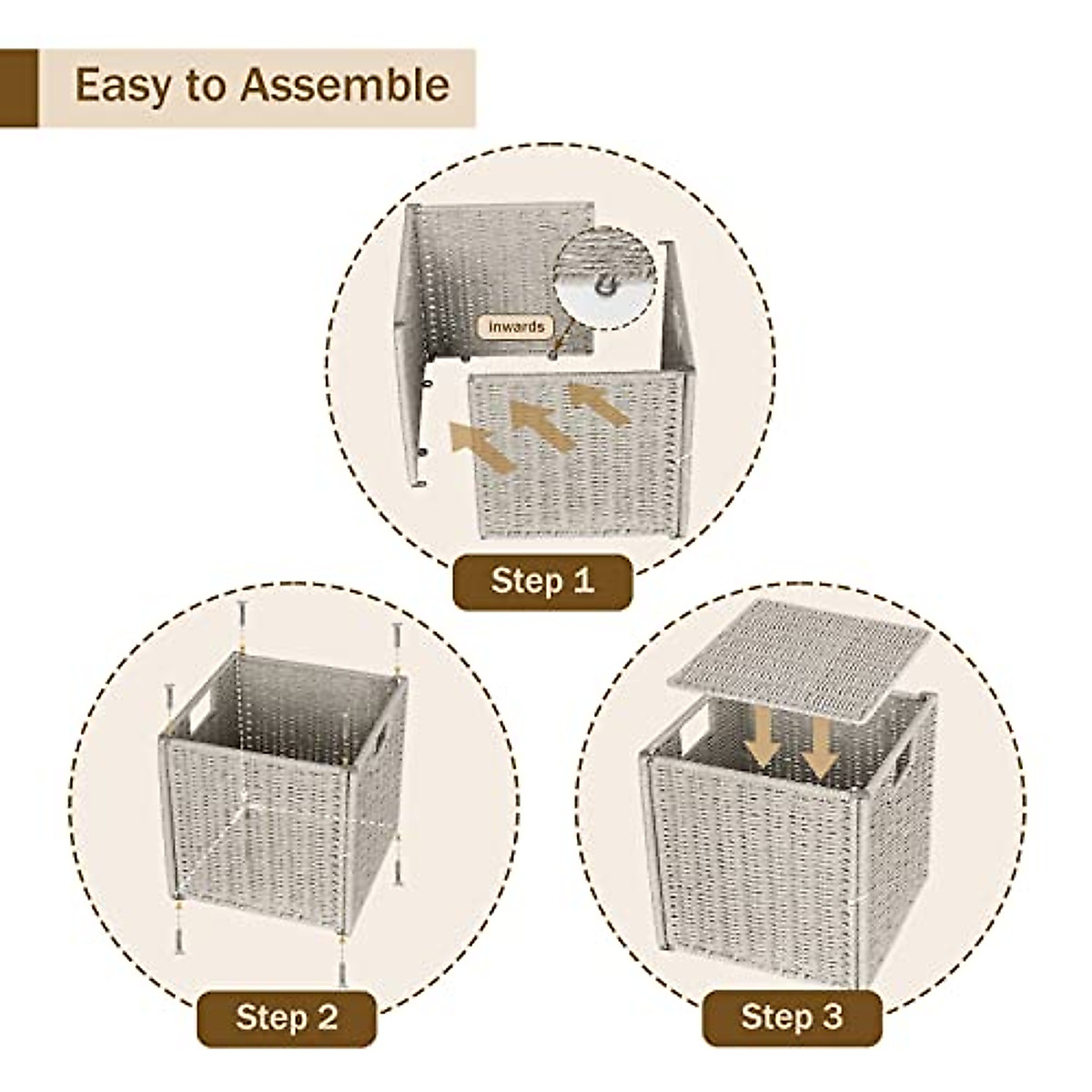 AELS Woven Baskets for Storage, Natural Hand-woven Storage Baskets for Organizing, Cubby Cubes Storage Bins for Shelves, 11" Modern Farmhouse Square Storage Cubes with Handles, Light Gray, 4 Pack