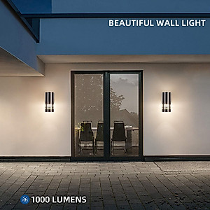 Outdoor Wall Sconce,Cylinder Wall Light with Stainless Steel 304 and Toughened Glass,Waterproof Up Down Light for Garden Patio Bedroom Living Room (Silver, 8.7" Height,No Bulbs)