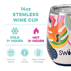 Swig 14oz Wine Tumbler | Insulated Wine Tumbler with Lid, Dishwasher Safe, Stainless Steel Wine Tumblers for Women, Insulated Wine Cups, Outdoor Wine Glasses, Travel Wine Glass (Calypso)