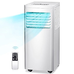 R.W.FLAME 8,000 BTU Portable Air Conditioner with Remote Control, Portable AC Unit for Room Up to 350 Sq.Ft, 3-in-1 Air Conditioner with Digital Display,24Hrs Timer,Installation Kit for Home, White