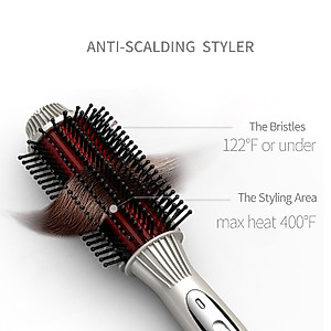 LENA Curling Iron Brush | Anti Scald Ceramic Curler | 1.4 Inch One-Side Volumizing Iron with Adjustabe Temp - Auto Shut Off - PTC Heater - for Fine and Normal Hair (Package May Vary)