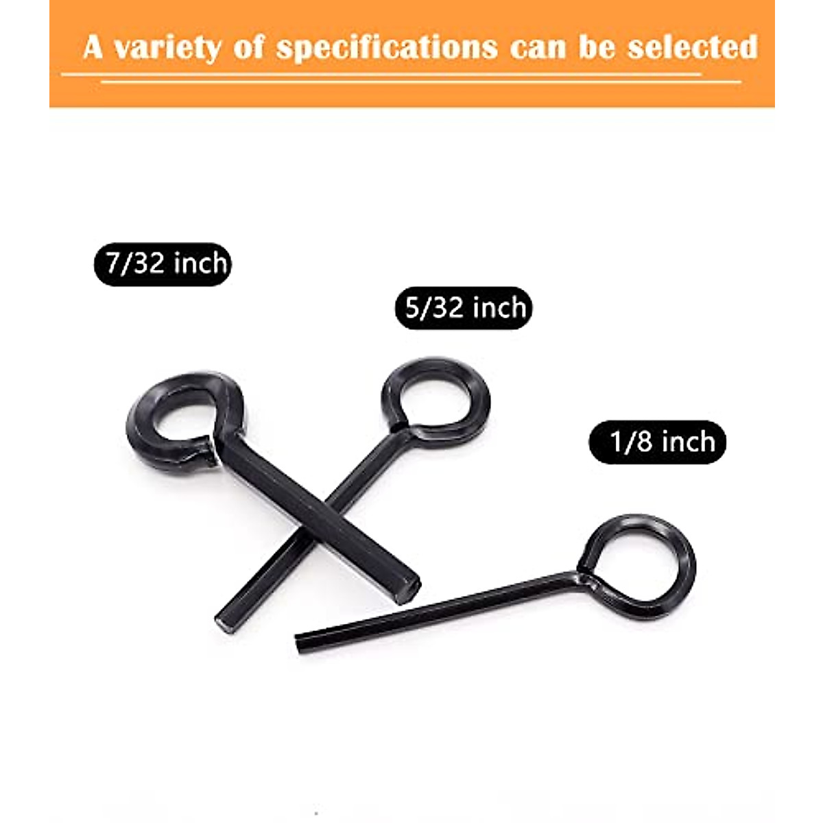 Aienxn 10pcs Black 5/32 inch Standard Hex Dogging Key with Full Loop, Metal Allen Wrench Door Key for Push Bar Panic Exit Device Q-O-046-BK-5/32