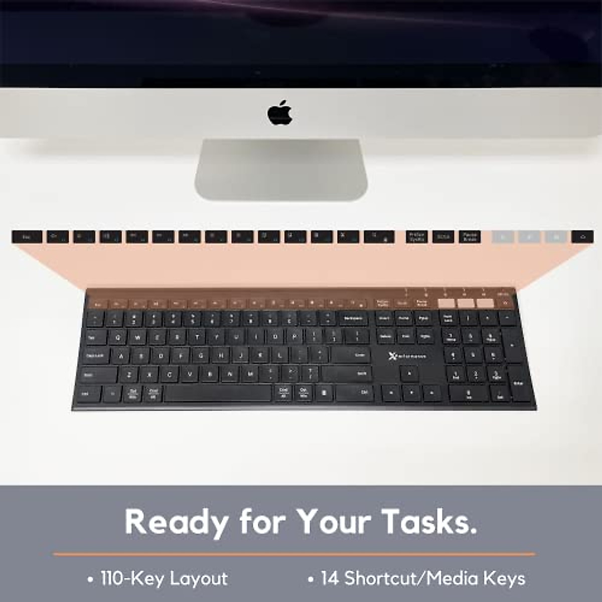 X9 Slim Bluetooth Mouse and Keyboard Combo - Dual BT + 2.4G Pair 3 Devices - Full-Size Rechargeable Wireless Mouse and Keyboard Combo - Multi-Device Wireless Keyboard Mouse Combo for PC - Black