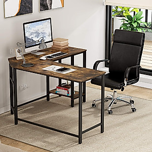 Function Home 54 Inch L-Shaped Computer Desk, Corner Desk with Reversible Storage Shelves, PC Work Desk Workstation for Home, Office