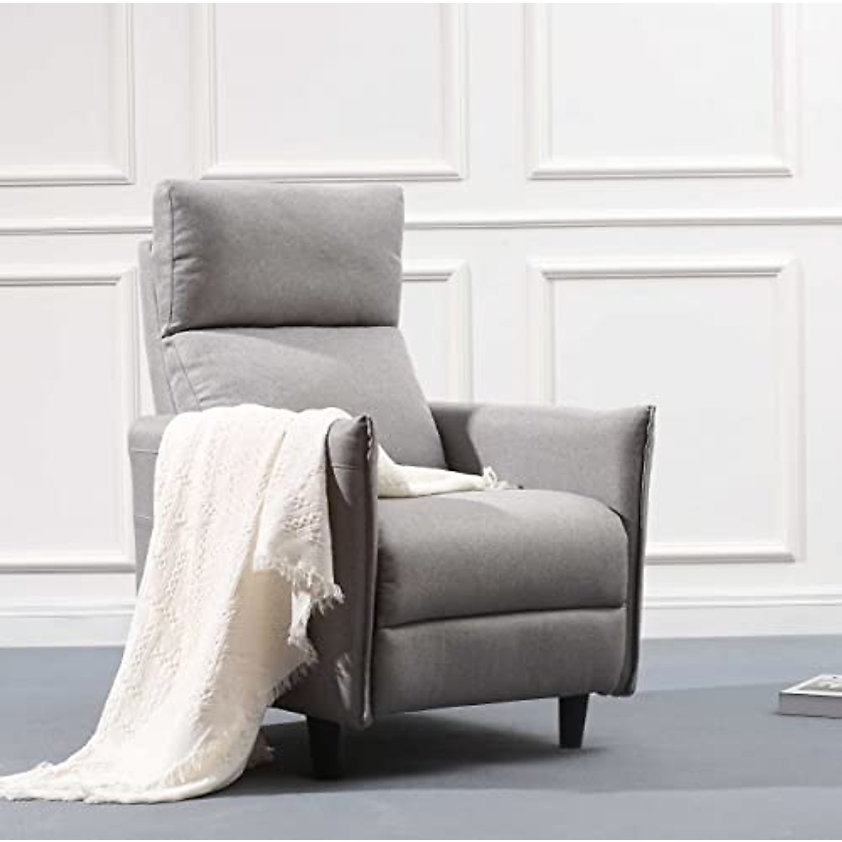 olimix Push-Back Recliner Living Room Chair Recliner Chair Fabric Small Recliner Single Sofa Home Theater Chairs Reclining Chair Padded Seat Backrest for Adults, Recliner Sofa 19.7” Seat Width (Grey)