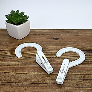 Laundry Hooks Boot Hangers Plastic Clothes Pins Hanger Clips for Bathroom Travel Portable White (12Pcs)